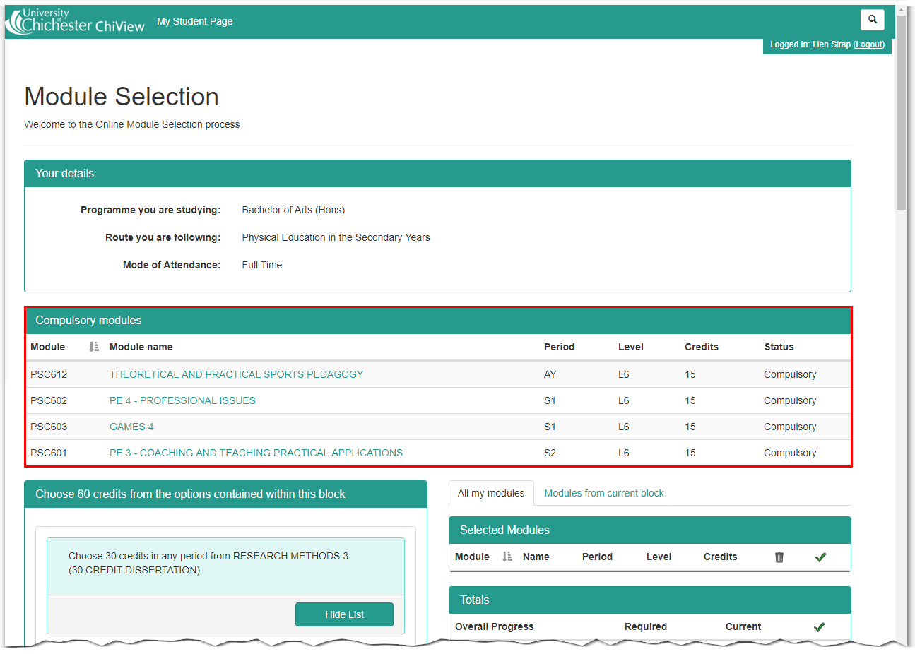 Module Registration | Support and Information Zone